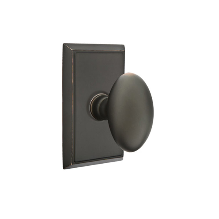 Emtek Privacy Knobset w/ Rectangular Rosette and Egg Knob & Reviews | Wayfair